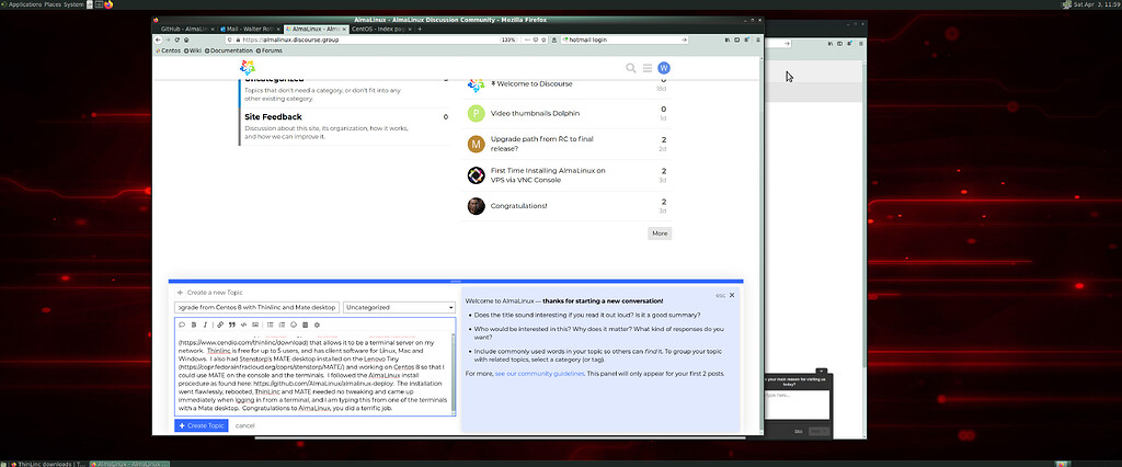 Upgrade from Centos 8 with Thinlinc and Mate desktop - AlmaLinux